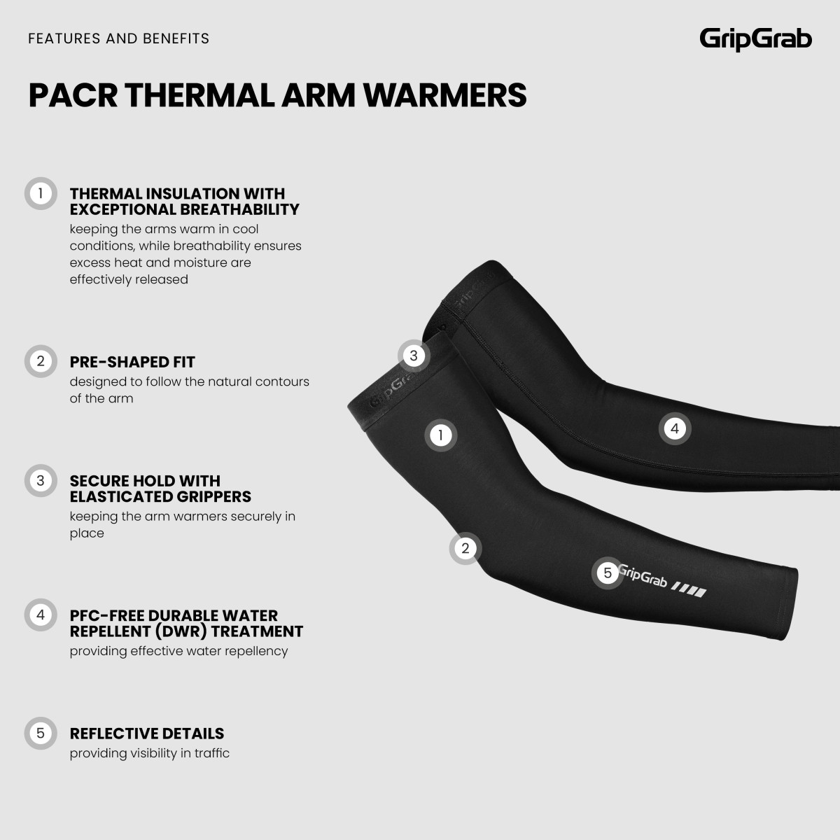 GripGrab PACR Thermal Arm Warmers | Velonova